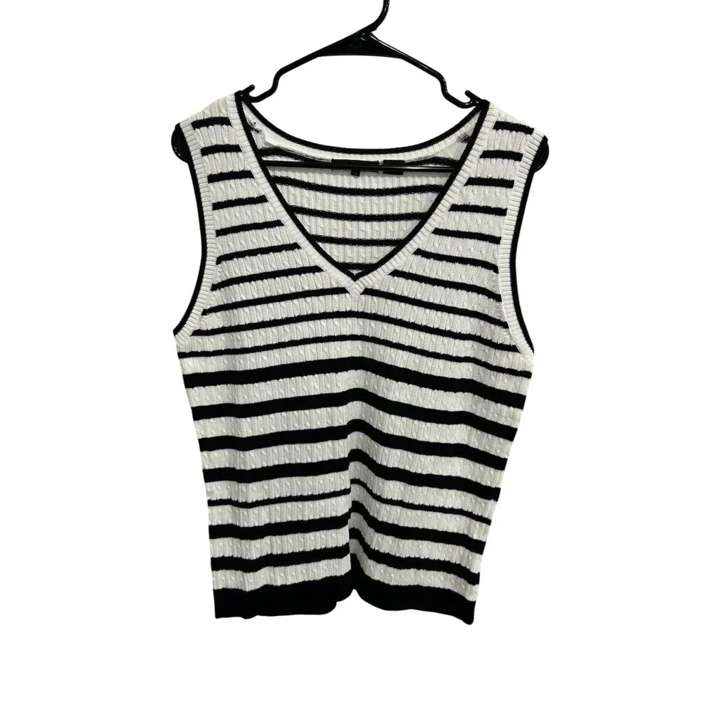 JEANNE PIERRE | Tops | Jeanne Pierre Black White Striped Knit Sweater ...